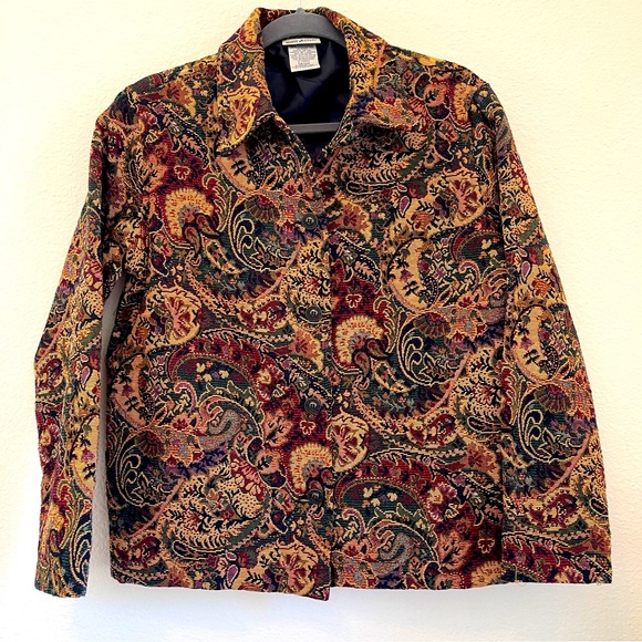 Vintage | Jackets & Coats | Vintage Tapestry Jacket White Stag S Red ...